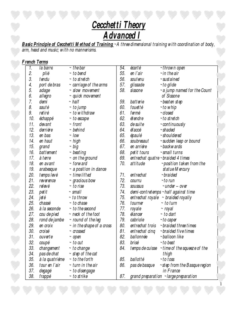 Cecchetti Ballet Terms & Principles | PDF | Dance Science | Dances