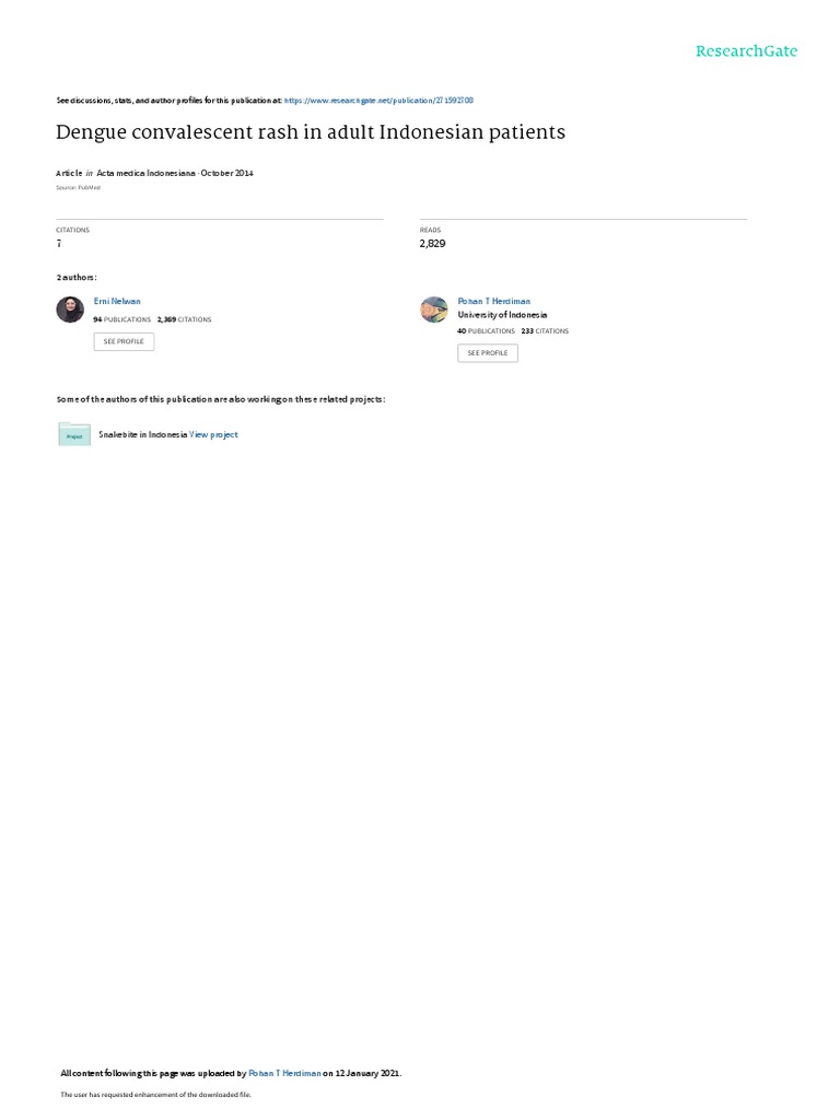 Dengue Convalescent Rash in Adult Indonesian Patie | PDF | Clinical ...