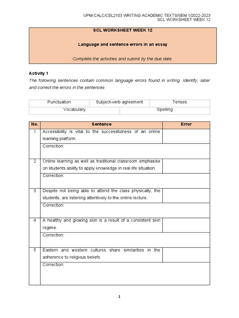 SCL Worksheet Week 12 | PDF | Linguistics | Cognition