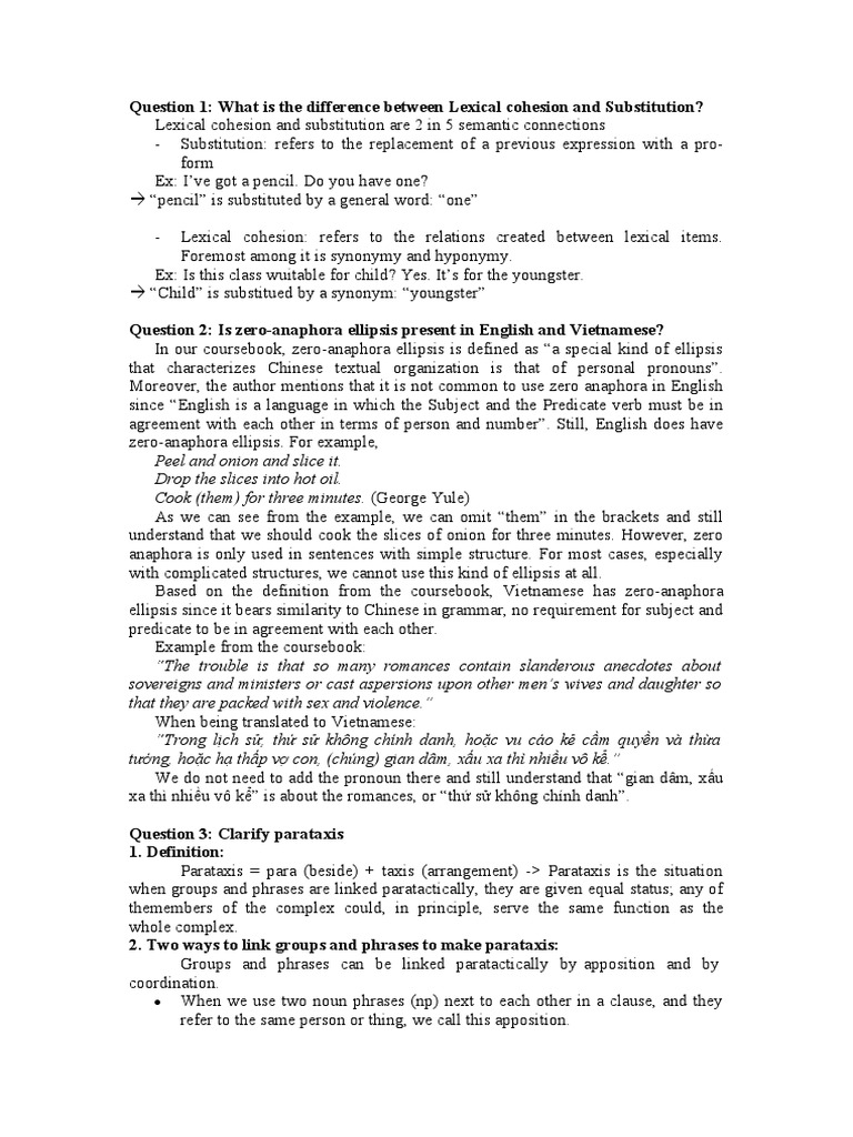 Distinguishing Substitution and Endophoric Reference: A Comparison of ...