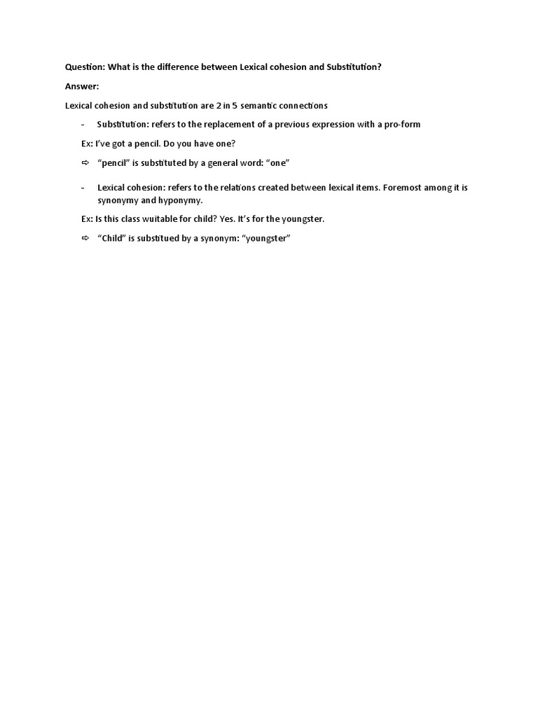 Lexical Cohesion & Substitution | PDF | Language Arts & Discipline