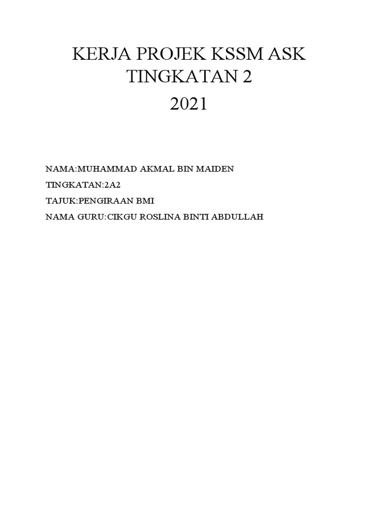 Kerja Projek KSSM Ask Tingkatan 2 | PDF