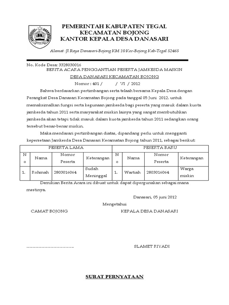 Surat Keterangan Jamkesda | PDF