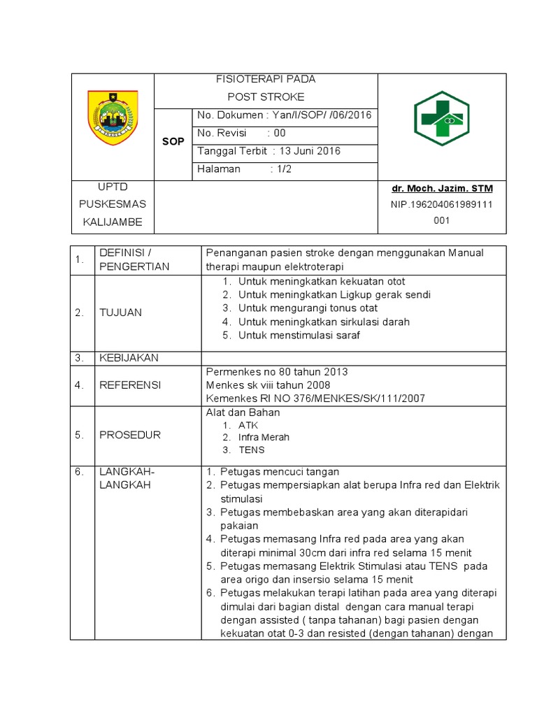 Fisioterapi Pasca Stroke: Prosedur dan Langkah-Langkah Terapinya | PDF