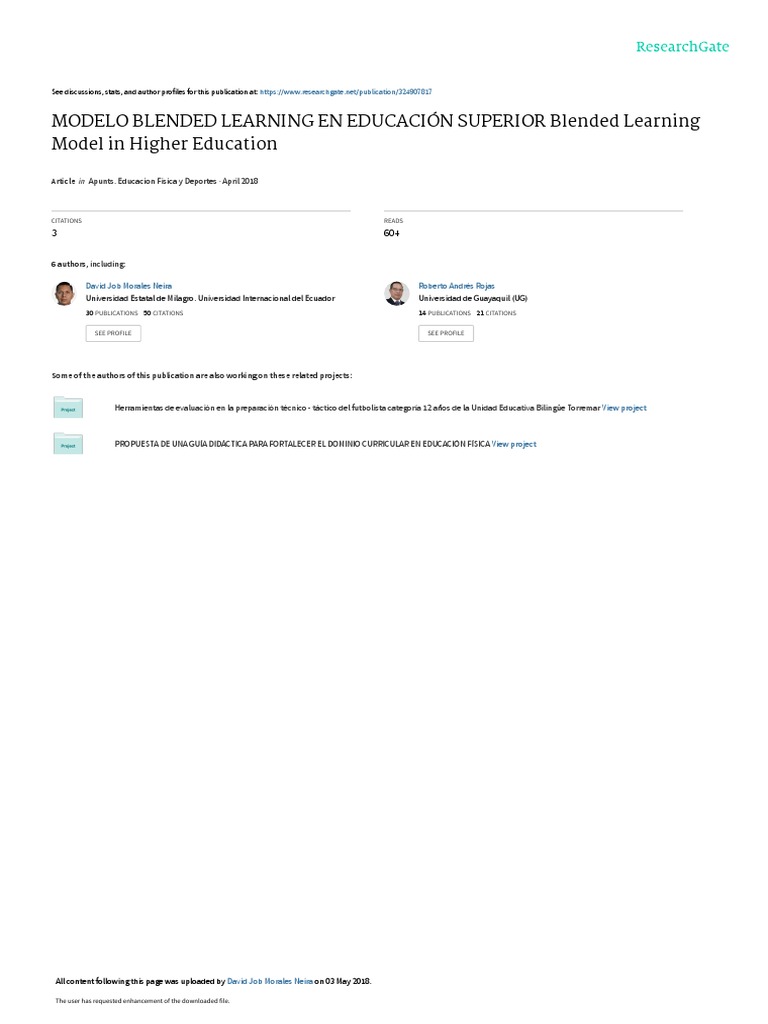 Artculo Modelo Blended Learningen Educacin Superior | PDF | Evaluación | Método de enseñanza