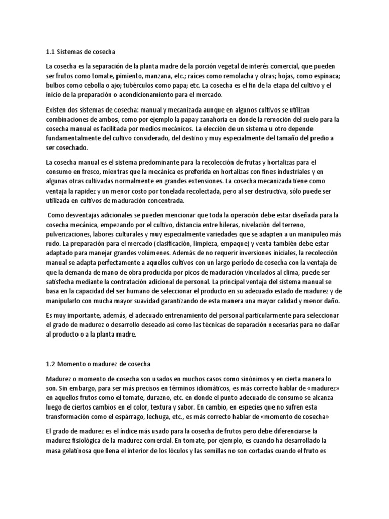 Cosecha, Preparación y Venta de Frutas y Hortalizas | PDF | Cosecha ...