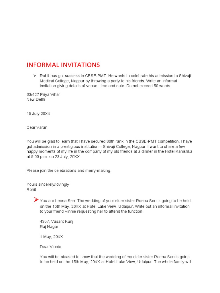 Samples of Informal Invitations | PDF