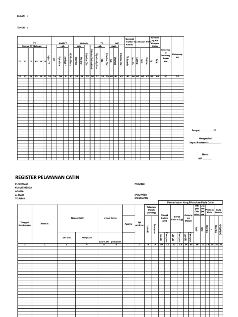 Register Pelayanan Catin | PDF
