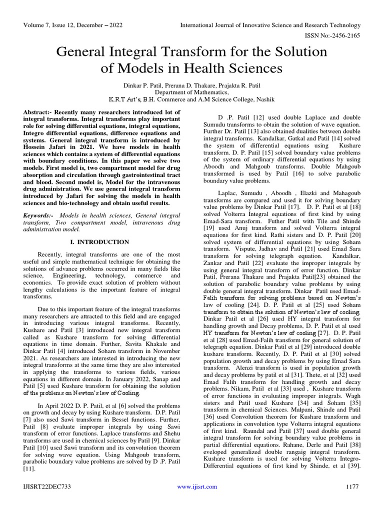 General Integral Transform For The Solution Of Models In Health Sciences Pdf Differential 