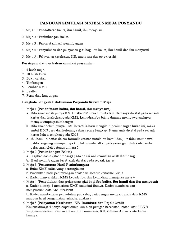 Simulasi Sistem 5 Meja Posyandu | PDF