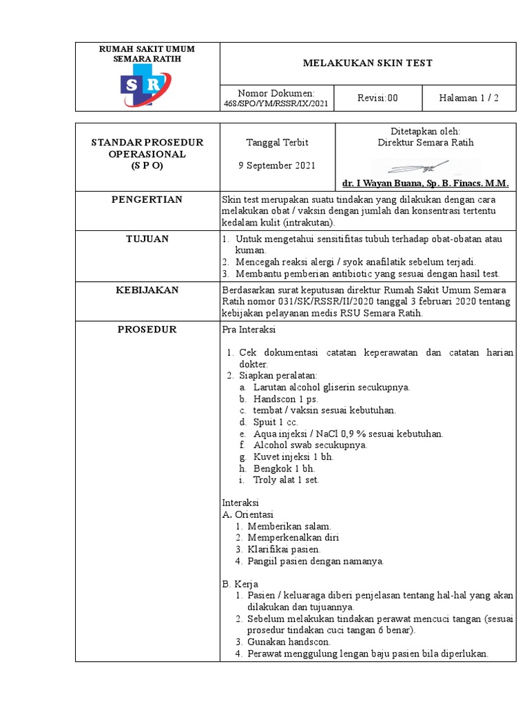 Melakukan Skin Test | PDF