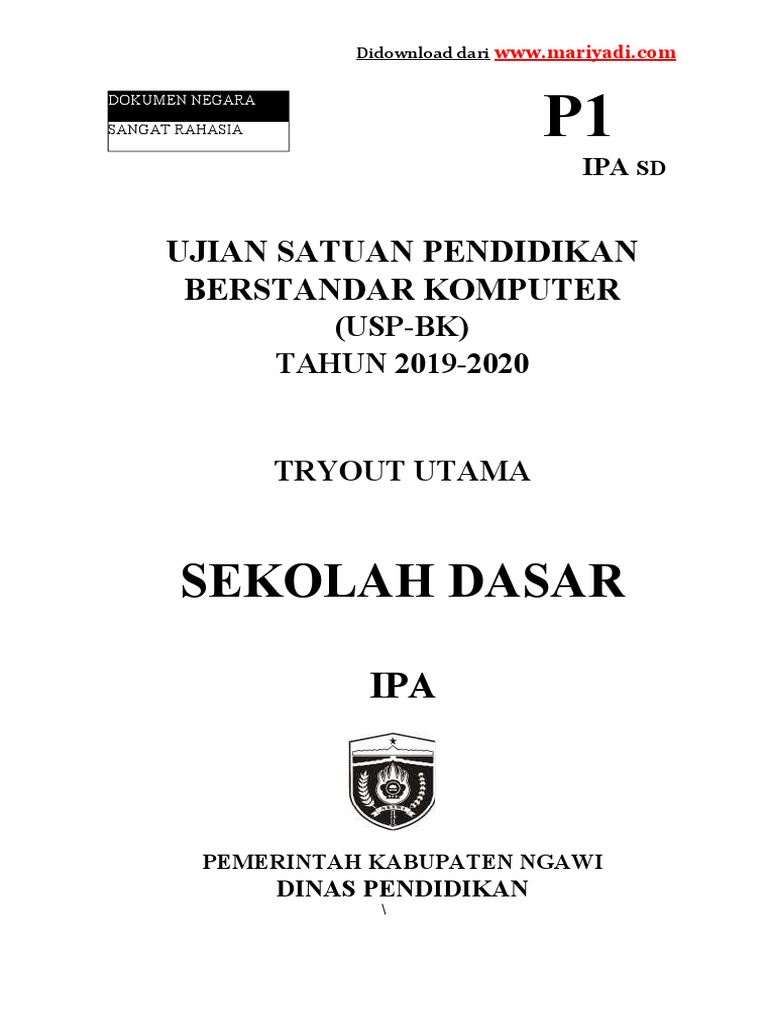 SOAL USPBK IPA-1 (WWW - Mariyadi.com) 926 | PDF