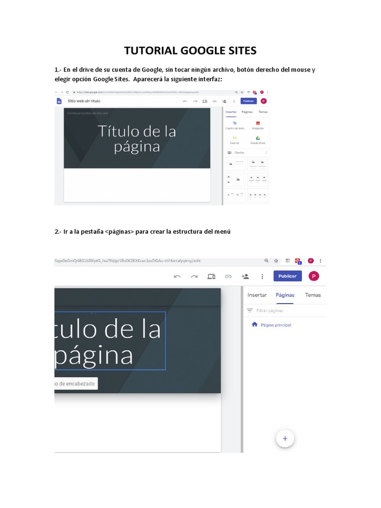 Tutorial Google Sites | PDF | Youtube | Desarrollo de software