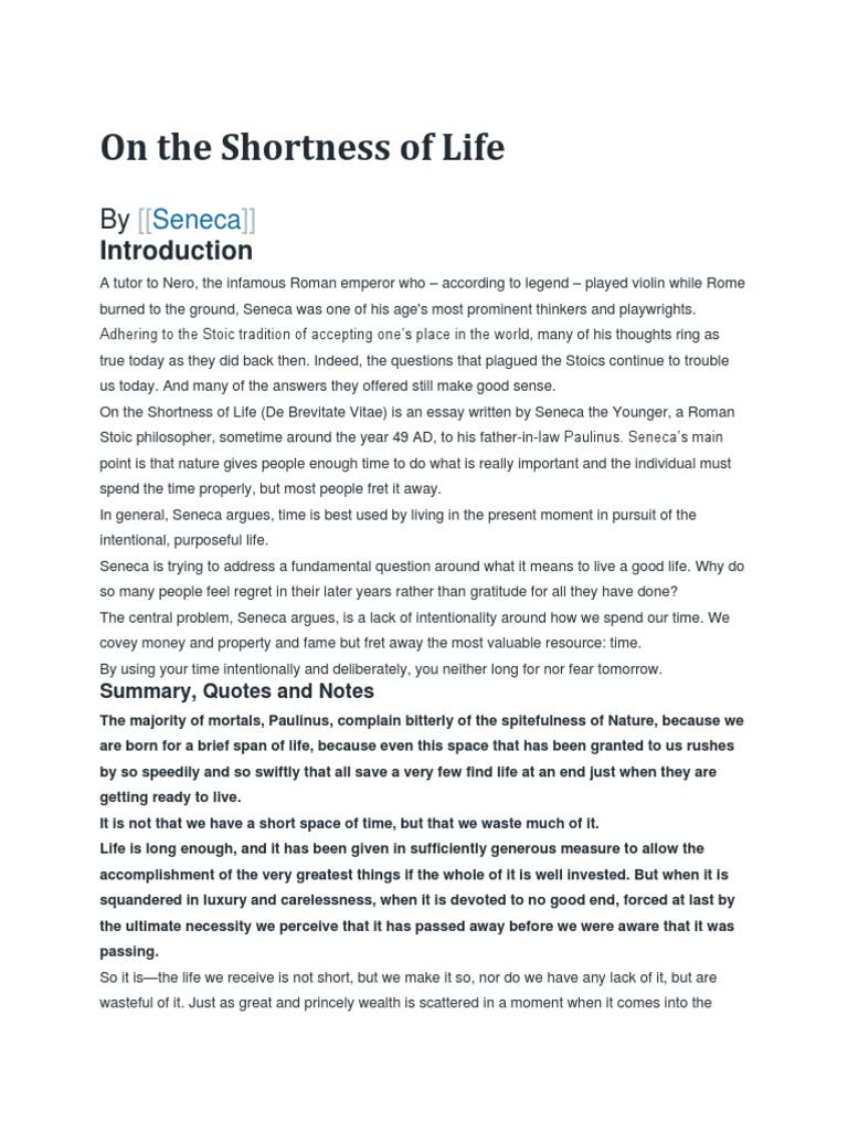 On The Shortness of Life | PDF | Seneca The Younger
