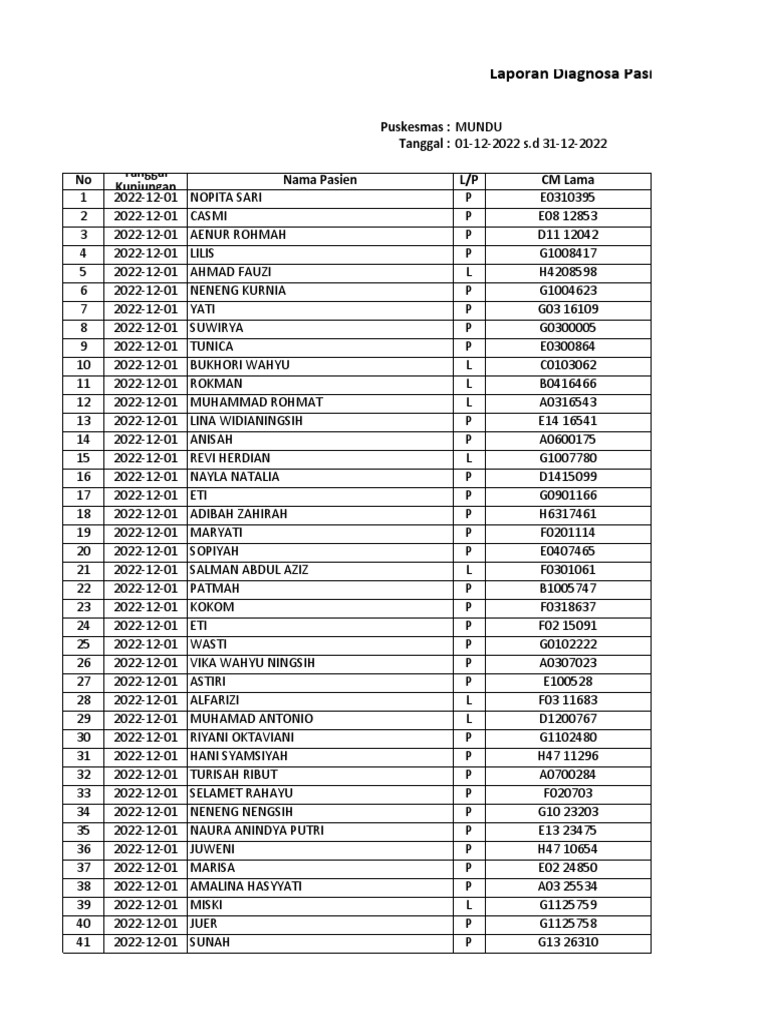 Laporan Harian Diagnosa 07012023-093420 | PDF