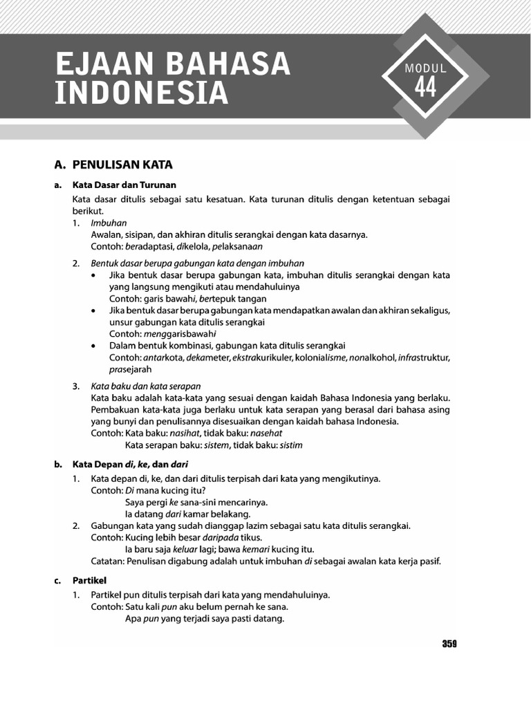 Ejaan Bahasa Indonesia | PDF