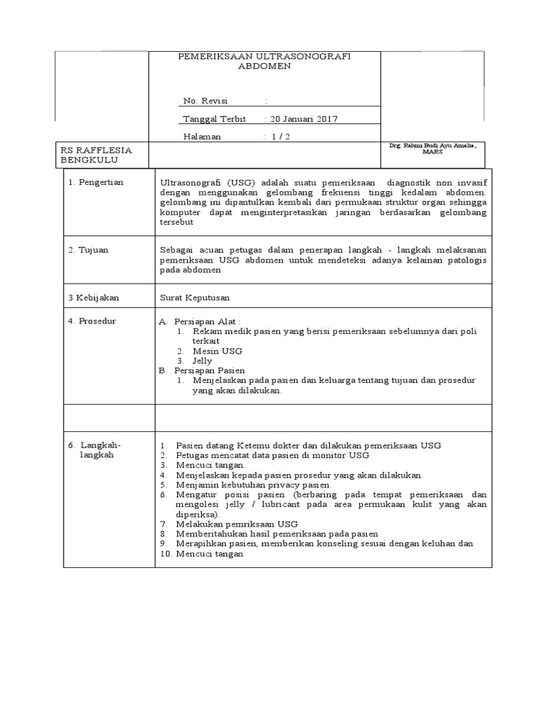 Sop Usg Loli | PDF | Pengembangan Diri | Kesehatan Holistik