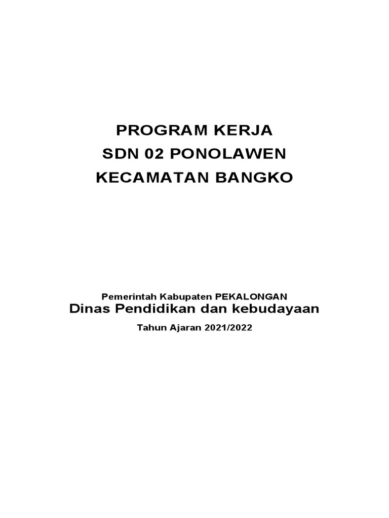PROGRAM KERJA SD N 02 PONOLAWEN 2021/2022 | PDF