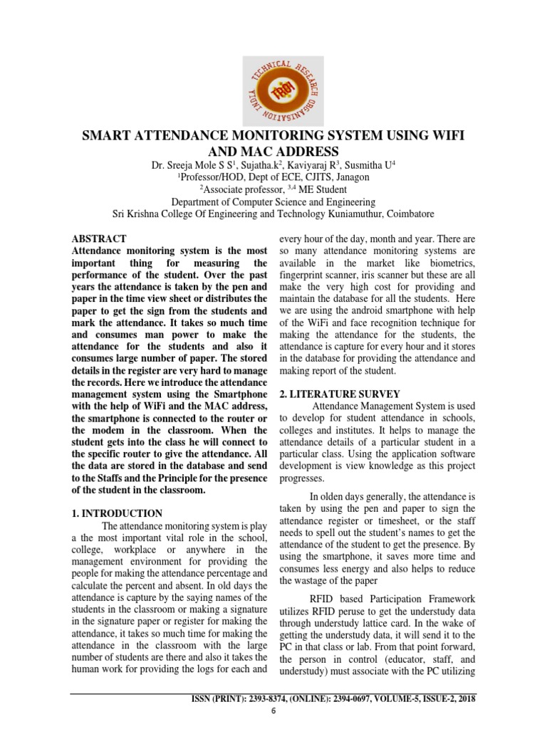 Attendance Monitoring | PDF | Wi Fi | Databases