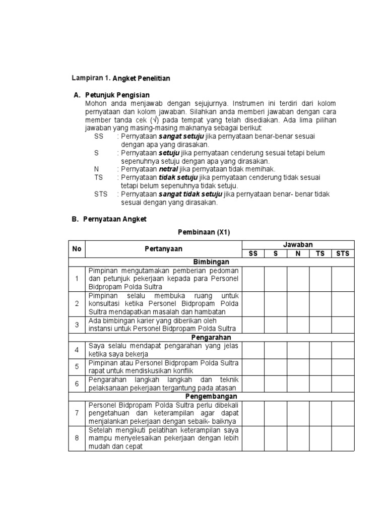Lampiran 1 Kuesioner FIX | PDF