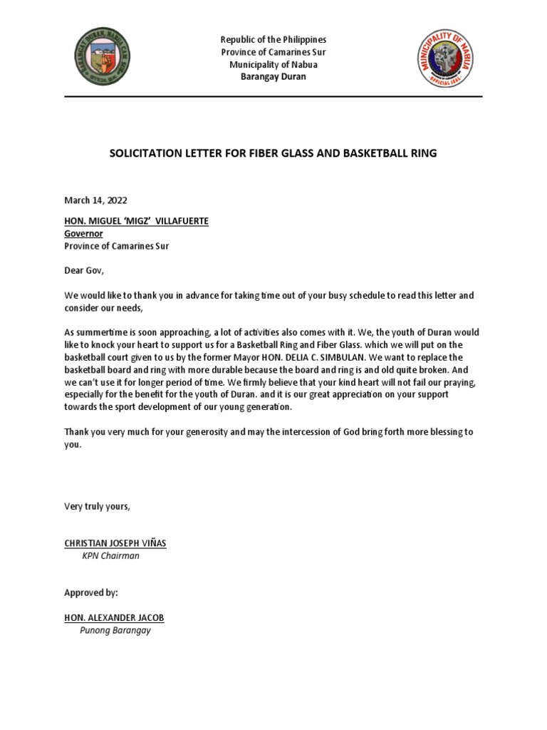Basketball Ring Solicitation Letter | PDF