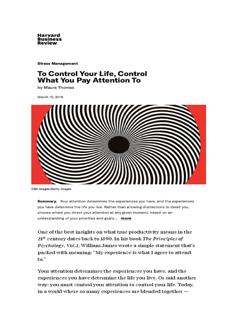 To Control Your Life, Control What You Pay Attention To | PDF ...
