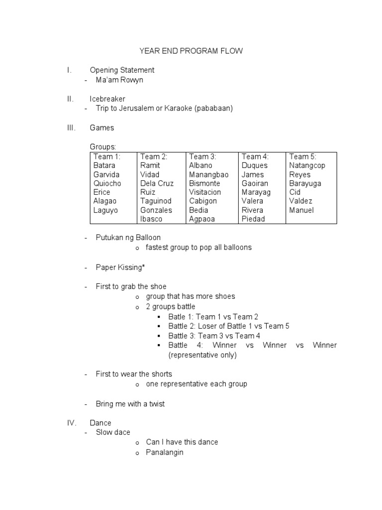 Year End Party Program Flow | PDF