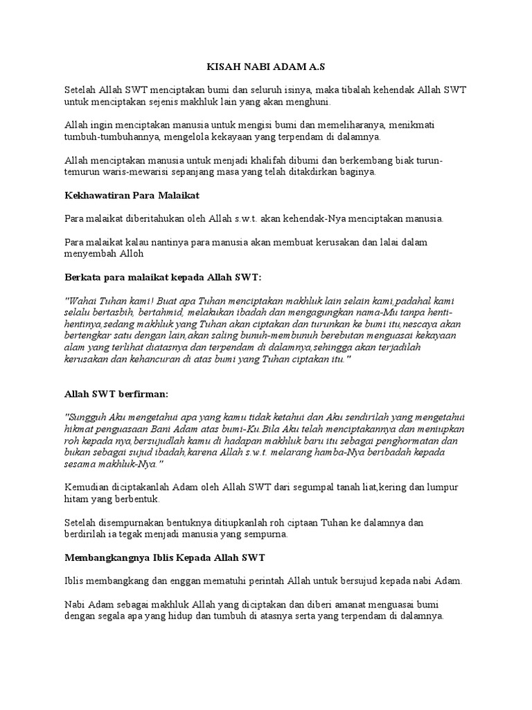 Kisah Nabi Adam | PDF
