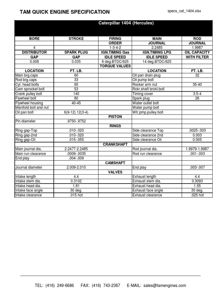 Specs Cat 1404 | PDF | Engines | Rotating Machines