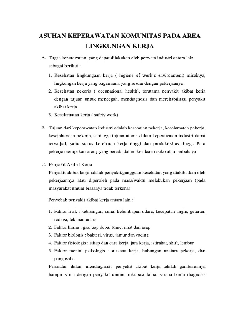 Asuhan Keperawatan Komunitas Industry | PDF