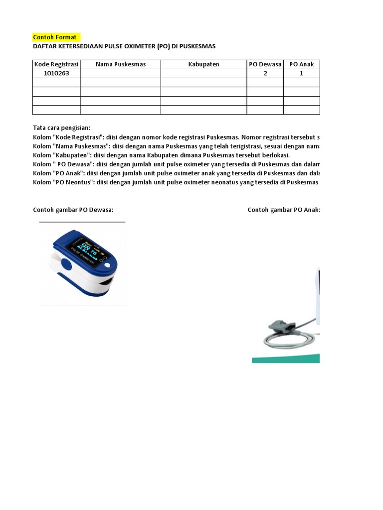 Data Ketersediaan Pulse Oximeter | PDF