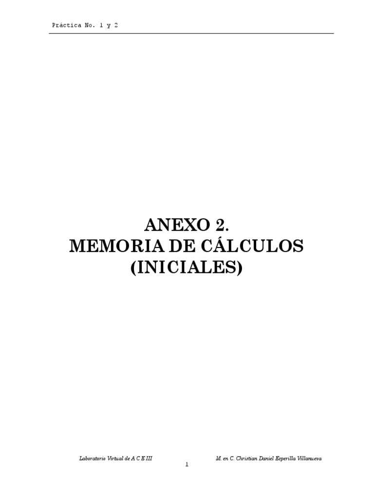 1.3. ANEXO 2. Memoria de Cálculo Práctica 1 y 2 | PDF | Ingeniería | Ingenieria Eléctrica