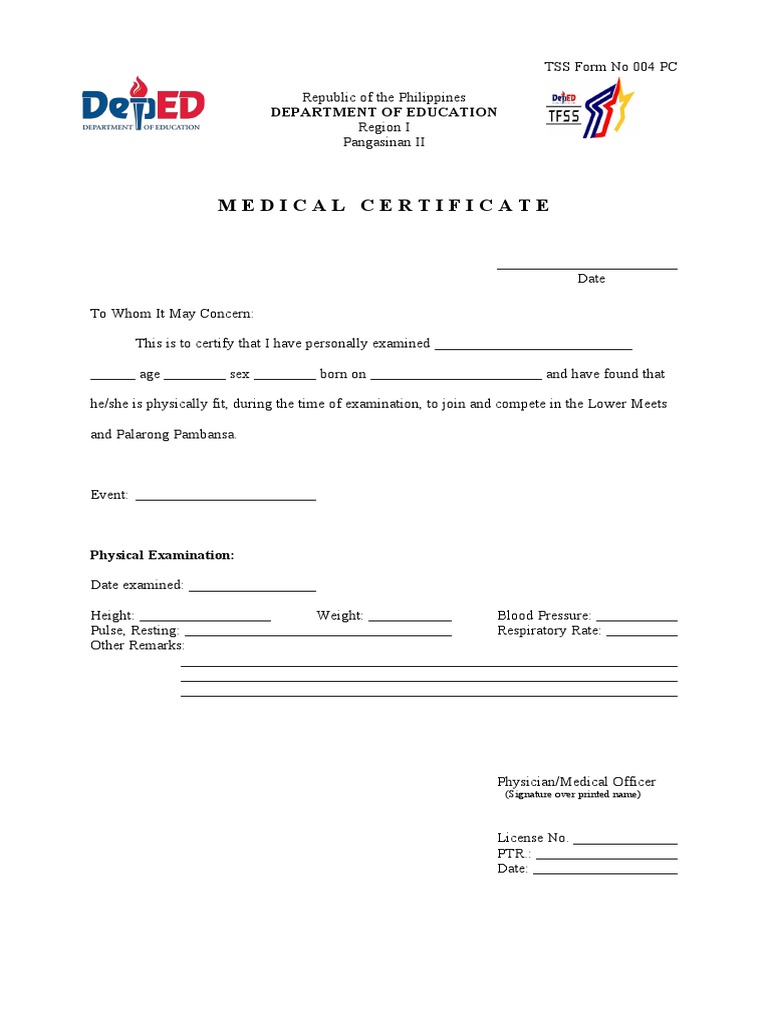 Medical Certificate | PDF