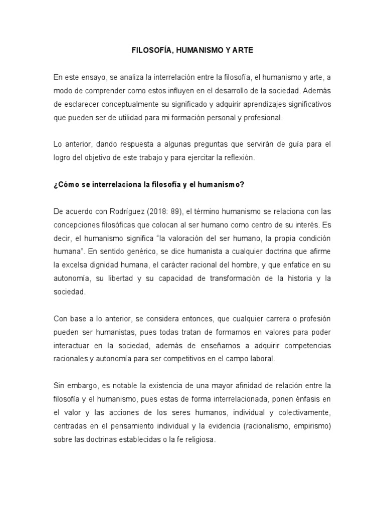 Filosofía, Humanismo y Arte: Impacto Social | PDF | Humanismo | Pensamiento