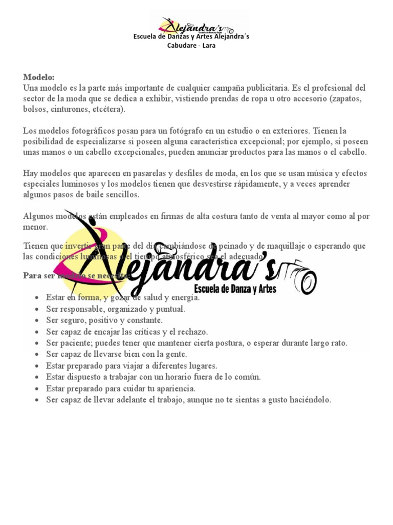 Clases de Modelaje y Fotopose | PDF