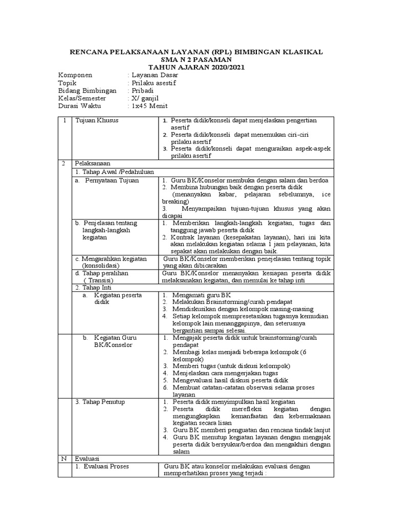 RPL Klasikal Sebelum Refleksi | PDF