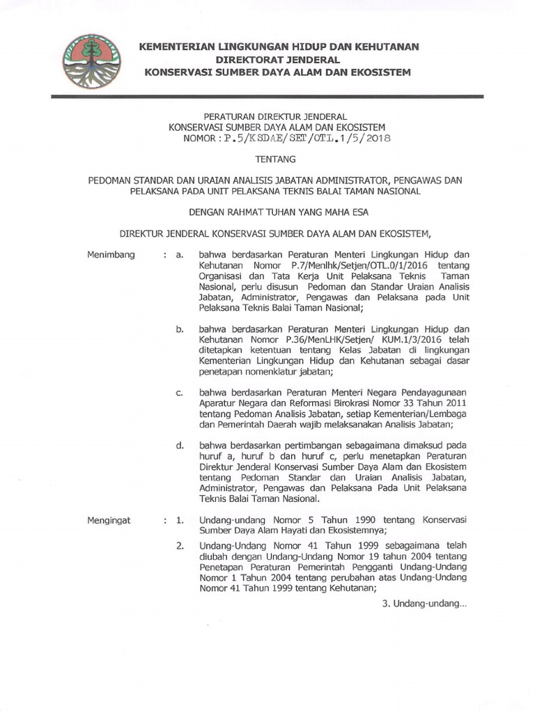 Nomenklatur Jabatan Balai Taman Nasional | PDF