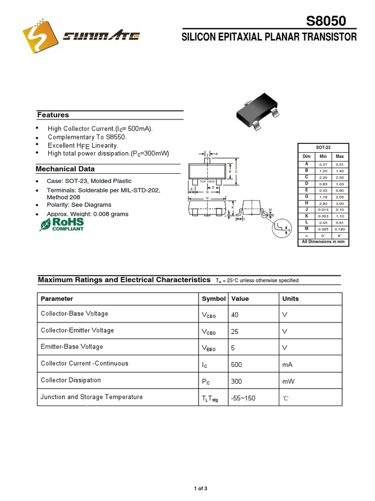TR SMD J3y-S8050 | Download Free PDF | Bipolar Junction Transistor ...