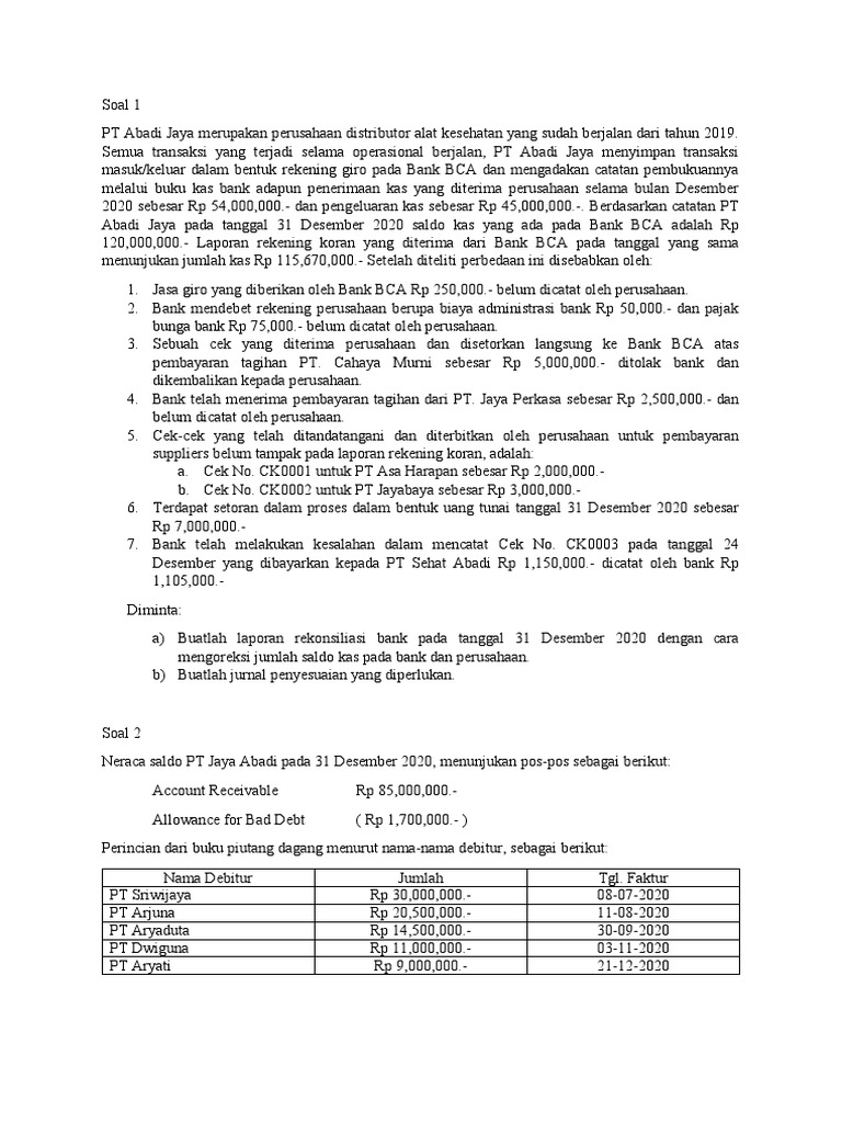 Soal Latihan Accounting | PDF | Bisnis | Hukum
