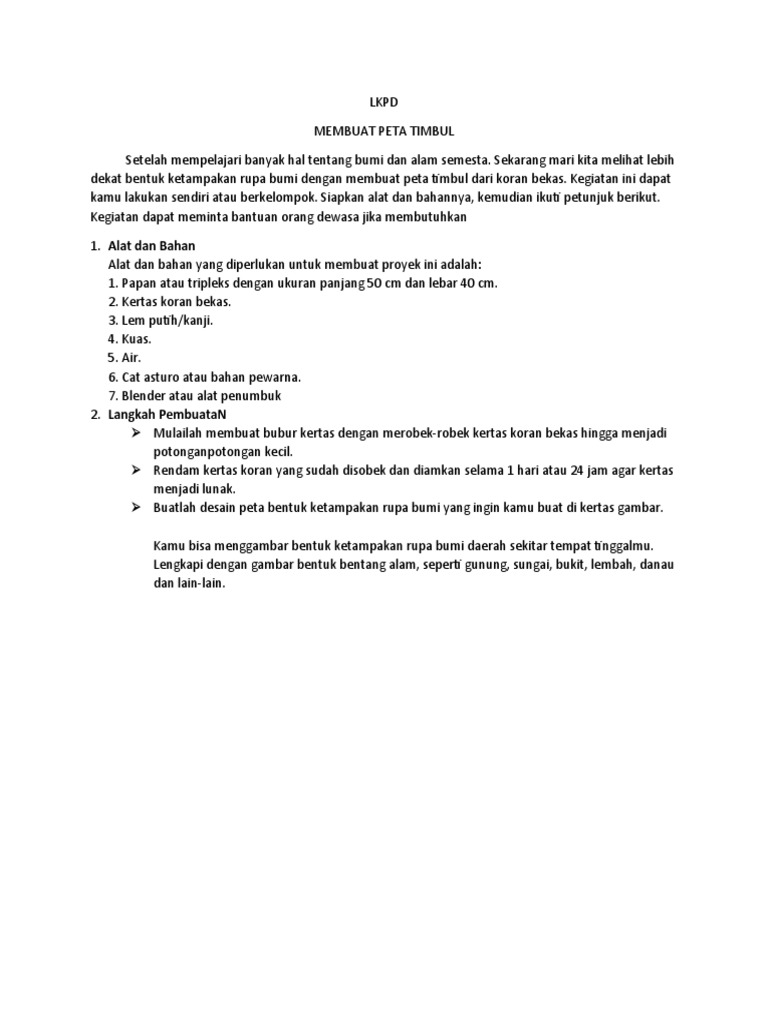 LKPD 6 Membuat Peta Timbul | PDF