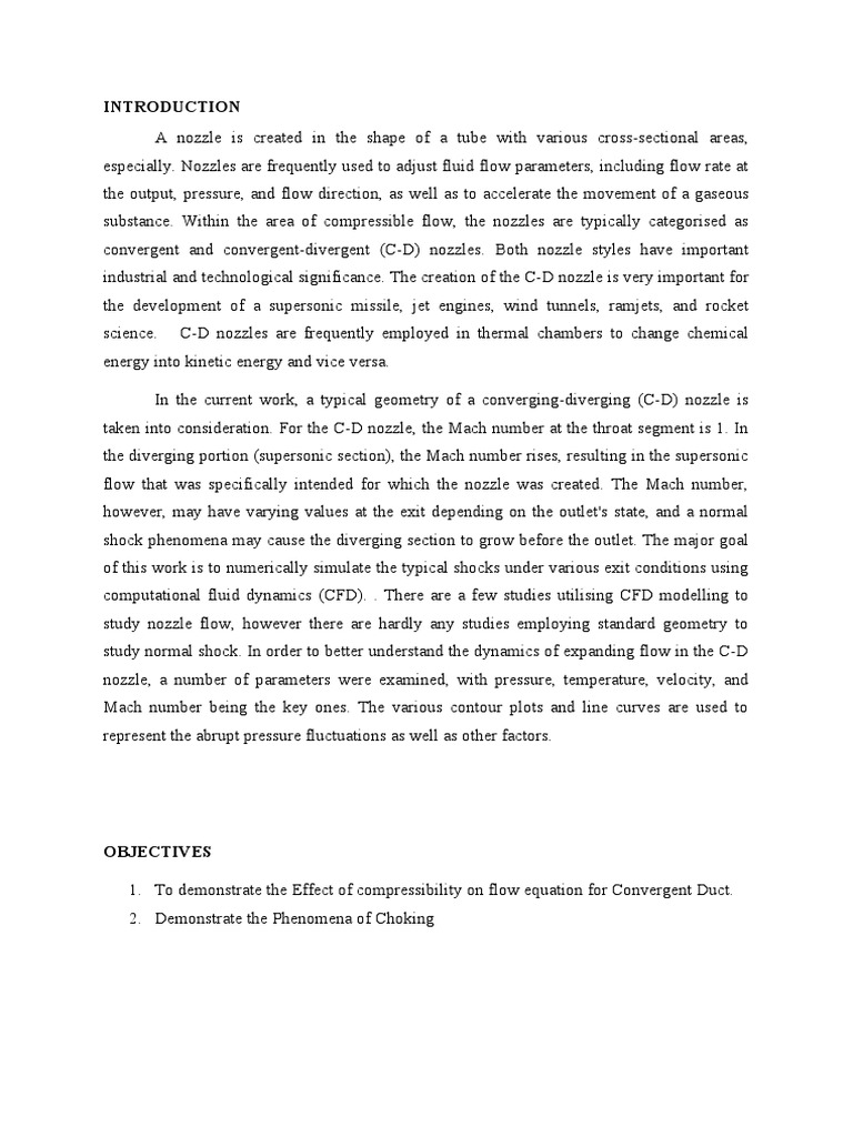 Introduction And Objective Pdf Nozzle Mach Number