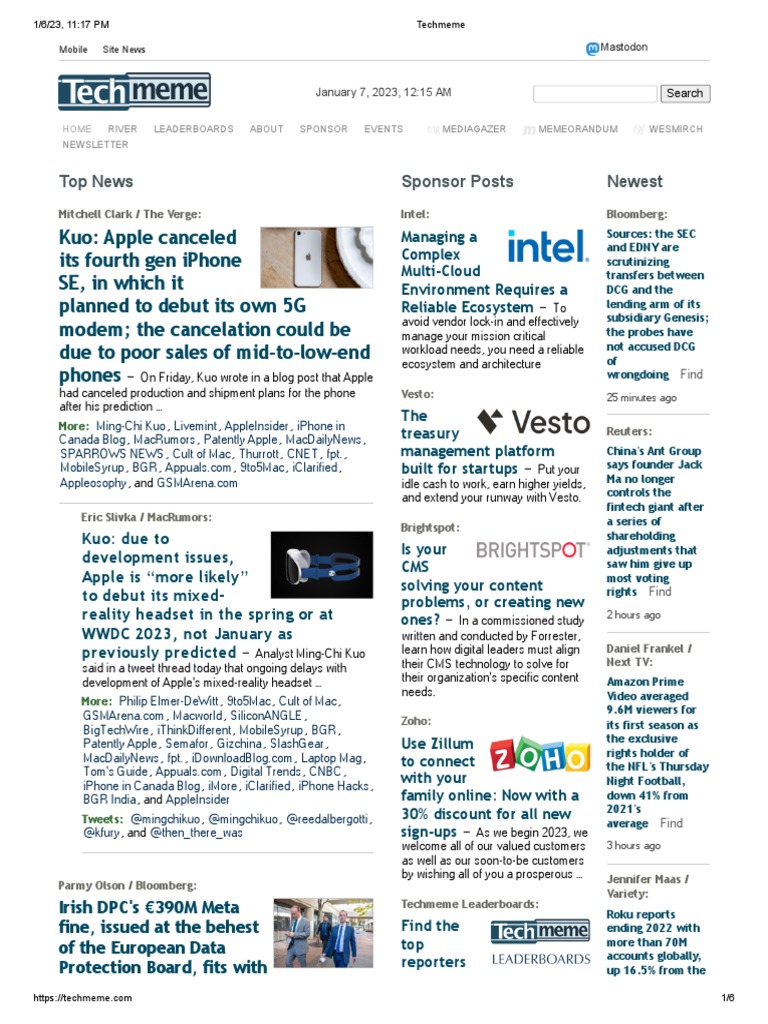 Techmeme | PDF | Apple Inc. | Cryptocurrency