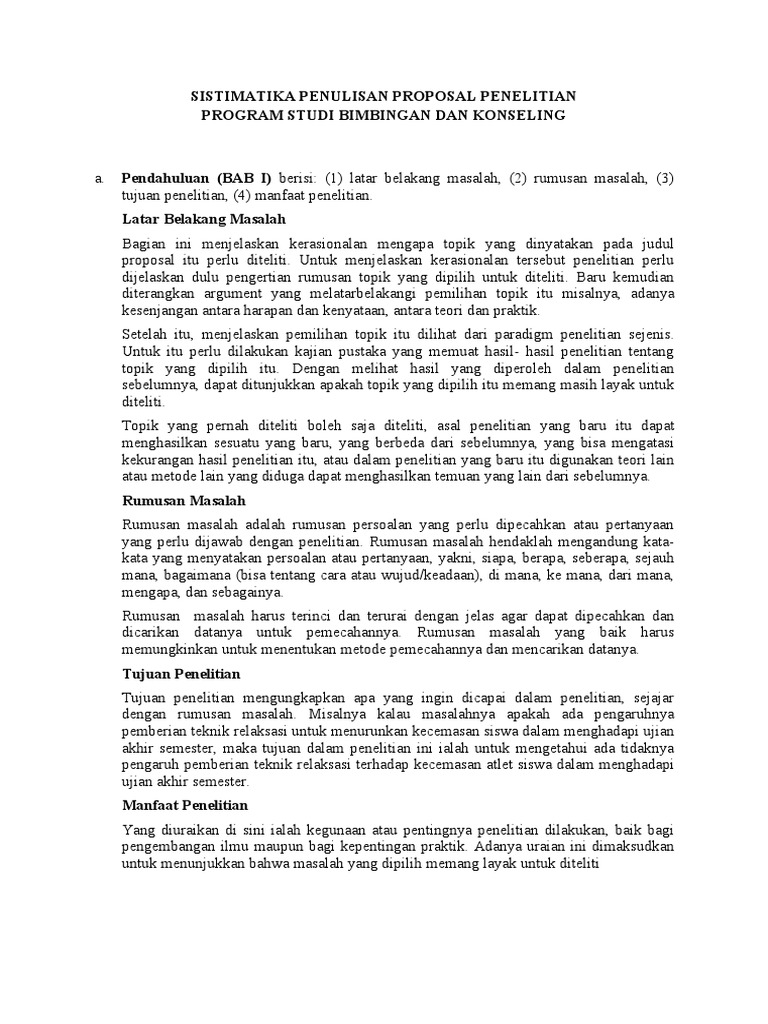Sistematika Penulisan Proposal Penelitian | PDF