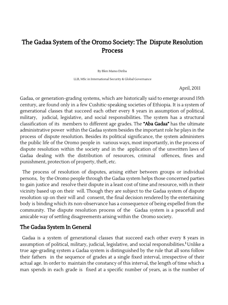 The Gadaa System of The Oromo Society TH | PDF | Evidence (Law) | Witness