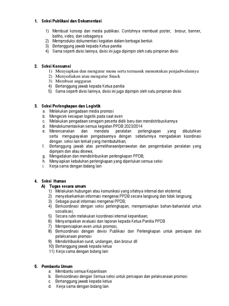 Seksi Publikasi Dan Dokumentasi Panitia | PDF | Seni