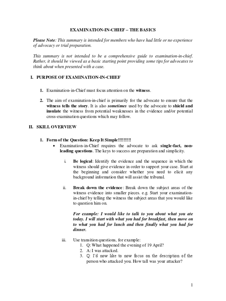 Examination in Chief | PDF | Witness | Evidence
