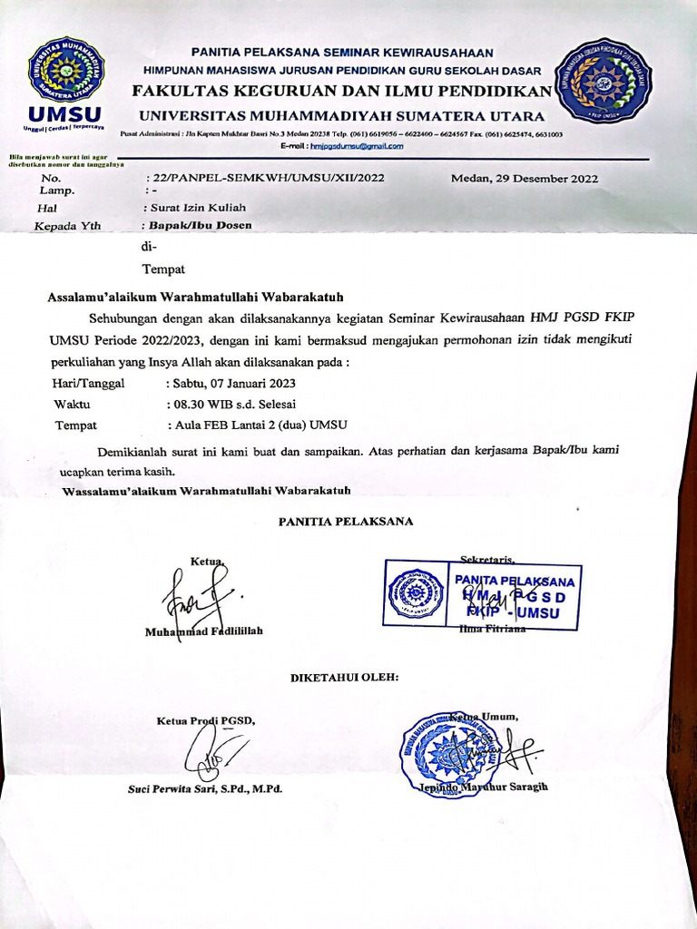 Surat Izin Kuliah | PDF