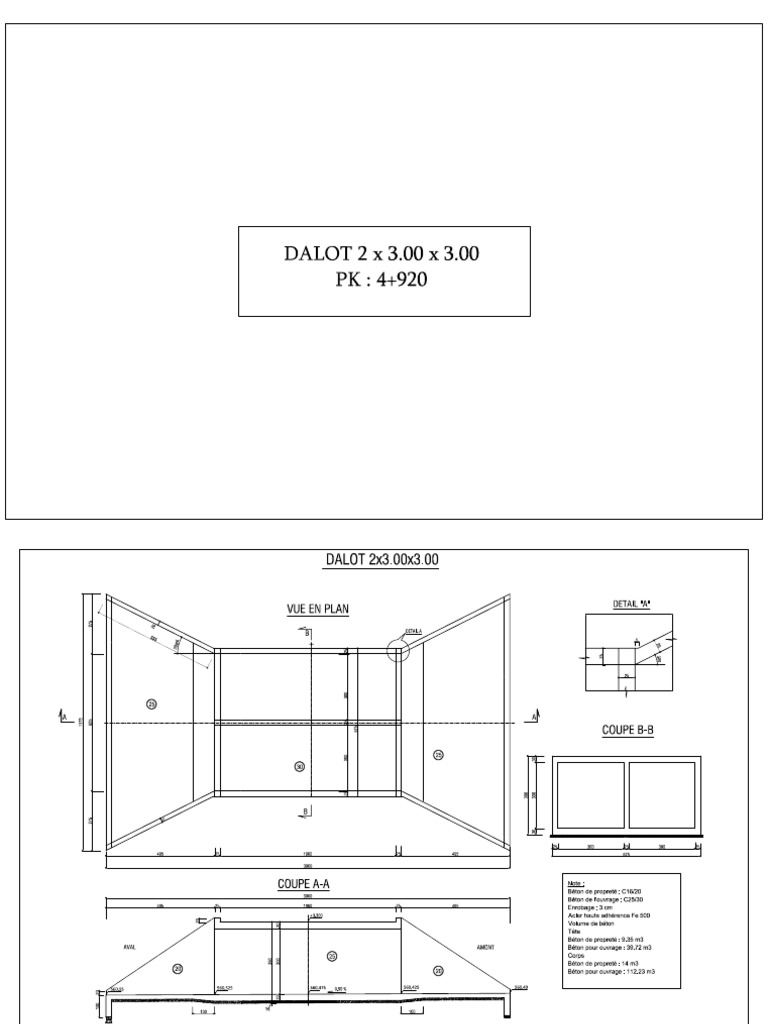 OH7 - PLANS Dalot 2x3.00x3.00 - 20.10 ML PK4+920 | PDF