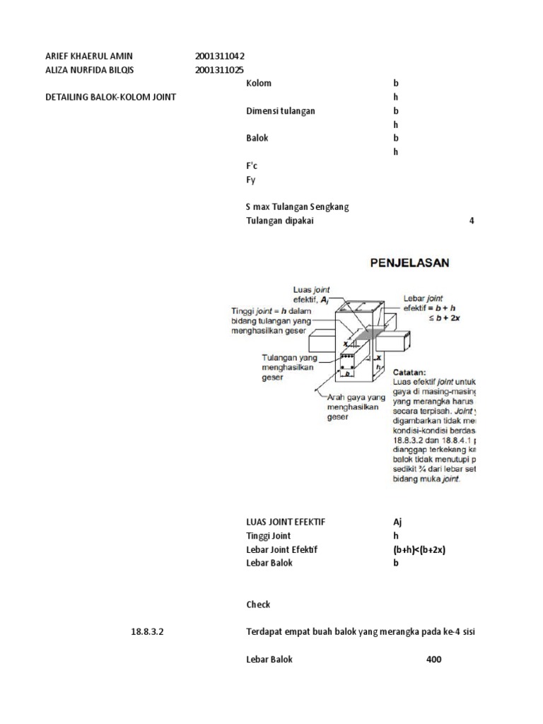 3kg1 - Arief Khaerul Amin - Tugas Detailing Balok-Kolom Joint | PDF