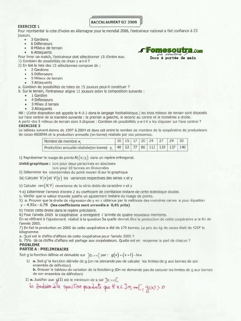Maths - Bac - G2 - 2008 | PDF